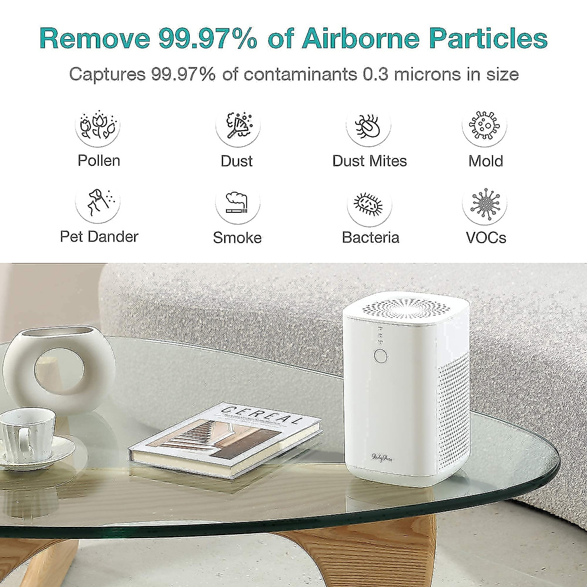 Combo Pack of RedyPure JR6 Desktop Air Purifier and Replacement Filters, H13 True HEPA, and Activated Carbon Air Filters