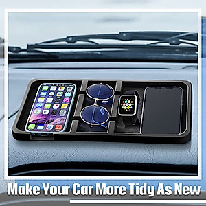 Extra Large Dashboard Mat for Car Dashboard Accessories, Anti Skid Car Dashboard Pad Compatible with All Smartphone Car Non Slip Pad for Dashboard with 6 Non Marking Tape, 12.60 x 6.81 Inch