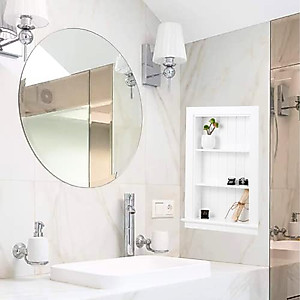 Potter-Island Medicine Cabinet 14 x 24 Recessed, Wall Niche, Bathroom in Wall Cabinet, 3-Tier, Bathroom Wall Cabinet with Cubbies, White