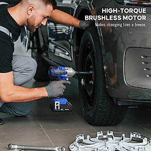 AOTE-PITT 20V 370 Ft-lbs Brushless Impact Wrench Kit, 1/2 Inch Cordless Electric Impact Gun, High Torque 3,400 IPM Impact Driver with 6 Pcs Drive Impact Sockets, Battery, Fast Charger, and Tool Bag