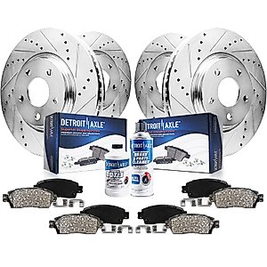 Detroit Axle - Brake Kit for Nissan Pathfinder Infiniti JX35 QX60 Nissan Murano Drilled & Slotted Brakes Rotors Ceramic Brake Pads Replacement : 12.6" inch Front Rotor and 12.13" inch Rear Rotor