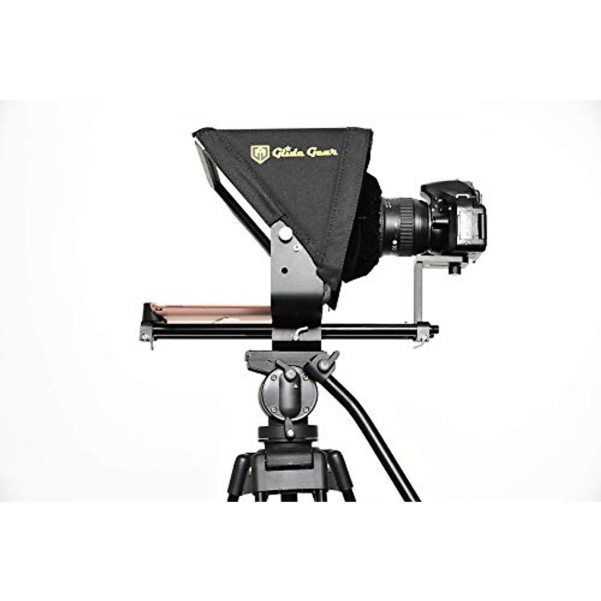 Glide Gear TMP 500 Universal Video Camera Tripod Teleprompter 15mm Rails w/ Carry Case