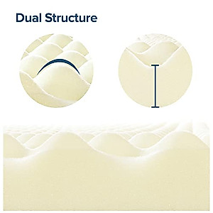 ZINUS 2 Inch Copper Cooling Memory Foam Mattress Topper With Airflow Design, Full, White