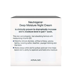 Neutrogena Deep Moisture Night Cream with Glycerin & Vitamin D3, Facial Moisturizer for Dry Skin with Shea butter, Glycerin, Vitamin D3, Non Greasy & Non Comedogenic, 2.25 oz