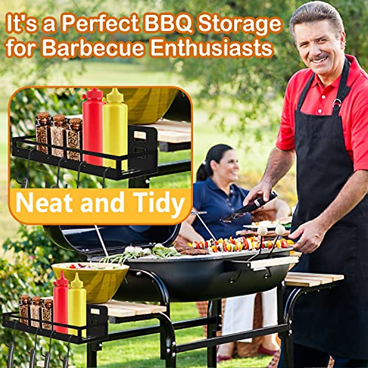 Black Griddle Caddy BBQ Caddy Designed for Blackstone Griddle Space-saving Grill Accessories Tool Free Holder Griddle Accessories for Outdoor Grill Metal