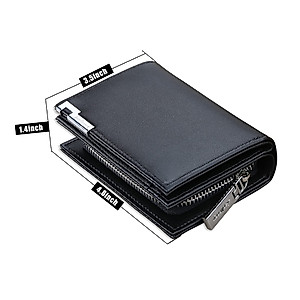 BNAM Wallet for Men Durable Bifold Mens Wallets with Window RFID Blocking Credit Card Holder Wallet with Zipper coin purse and 15 Card Slots (Black) (HTN-001)