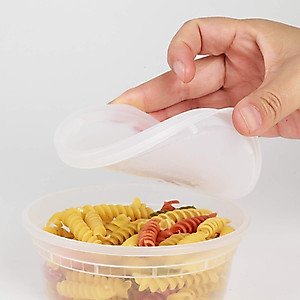 Golden Apple, 16oz-20sets Plastic Food Storage Containers with Lids, Microwavable Translucent Plastic Deli Container and Lid Combo Pack, Stackable, Reusable…
