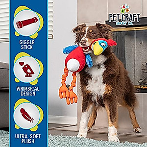 Pet Craft Supply Giggling Puffin & Parrot Multi Pack Interactive Dog Toys With Sound for Large Breed and Small Dogs Soft Chew Plush Dog Toy