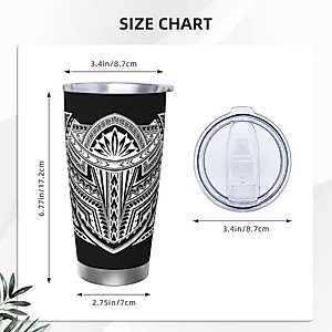 JIESAJ Polynesian Hawaiian Samoan Tribal Insulated Tumbler 20oz Insulated Tumbler For Men Womens Car Cup