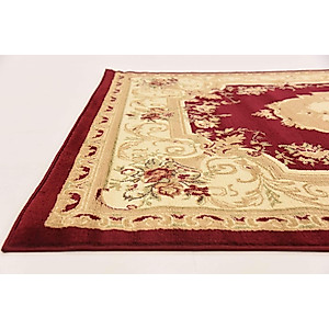 Unique Loom Versailles Collection Traditional Classic Floral Motif Area Rug (6' 0 x 9' 0 Rectangular, Burgundy/ Ivory)