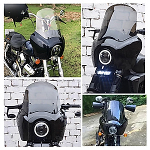 FATECIM Headlight Fairing Cover with 15'' Darker Smoke Windshield Fits For Harley Dyna FXDXT T-Sport (Darker Smoke)