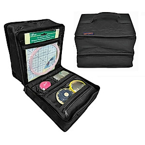 Yazzii Deluxe Double Organizer Tote Bag - Portable Storage Bag Organizer - Multipurpose Storage Organizer for Crafts, Toiletries, Medication, Cosmetics & Jewelry Black