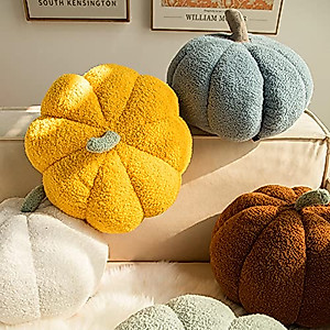 MONKISS Halloween Pumpkin Pillow Decorations, Soft Pumpkin Shaped Throw Pillow Short Fleece Skin-Friendly,Pumpkin Decorating Pillow Plush for Thanksgiving Gifts (White, 14 inch)…
