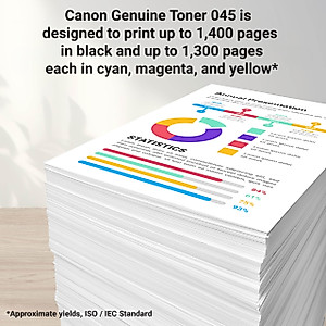 Canon Genuine Toner, Cartridge 045 Black (1242C001), 1 Pack Color imageCLASS MF634Cdw, MF632Cdw, LBP612Cdw Laser Printers