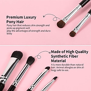 DUcare Eyeshadow Brush Set 6pcs Premium Eye Makeup Brushes Professional Eyeshadow Brushes with Double-Ended Angled Eyebrow Brush,Concealer, Blending, Eyeliner (Black)