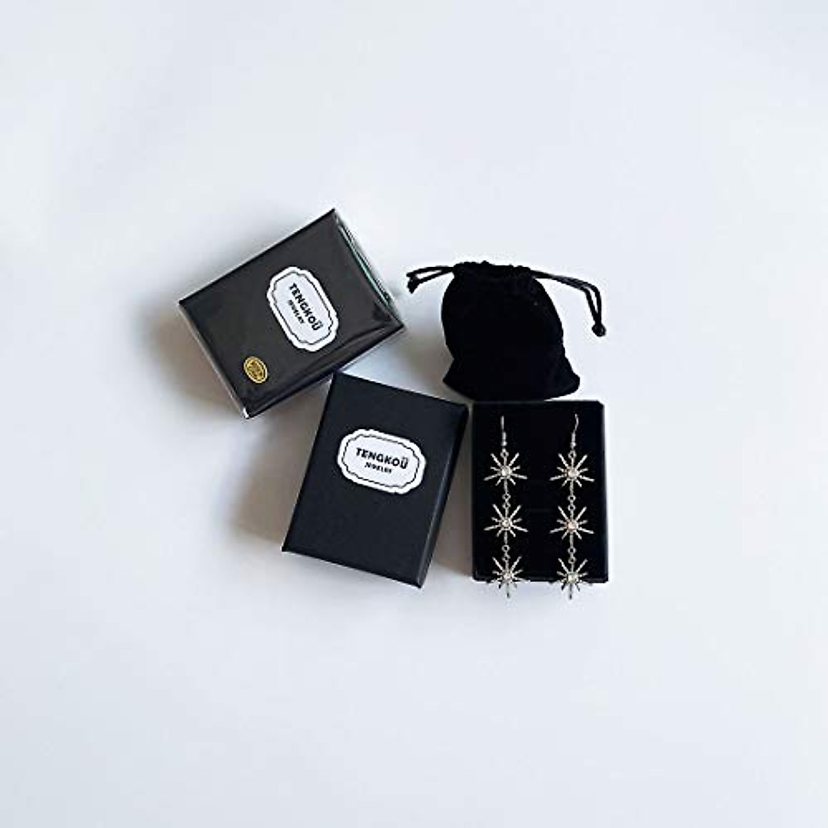 Star Drop Dangle Earrings Crystal Snowflake Earrings for Woman Silver Winter Party Christmas Wedding Women's Jewelry Tengkou (silver-plated-base)