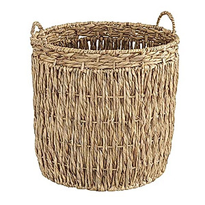 Household Essentials Tall Round Wicker Storage Basket | Brown, Water Hyacinth
