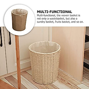 Zerodeko Woven Baskets Rattan Trash Can Wicker Waste Basket Woven Wastebasket Rustic Farmhouse Laundry Storage Basket Bin for Living Room Bedroom Bohemian Decor Beige Wicker Hamper