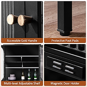 SICOTAS Sideboard Cabinet Buffet, Modern Accent Buffet Storage Cabinet with Glass Doors, Free Standing Cabinet for Living Room, Cupboard Console Table for Kitchen Dining Room, Black