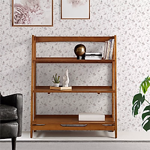 Mid Century Solid Wood Open Shelving Unit - Castanho Finish