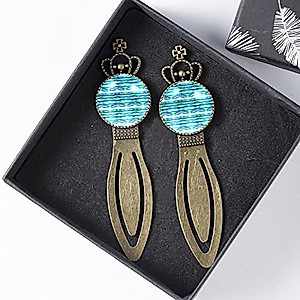 Water Wave Vintage Brass Bookmarks, 2 Packs Crown Reading Page Insert, Classical Reading Book Pages Marks