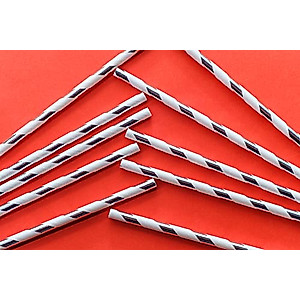 Kingseal FSC Certified Paper Cocktail Straws, Unwrapped, 6mm x 5.75 Inches, Silver Stripe, Biodegradable, Earth Friendly, Bulk Pack - 1 Box of 500 Straws