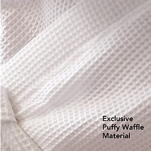 MONARCH Square Waffle Spa Kimono Robe - Soft Light Hotel Bathrobe Cypress (One Size/Large, White) (US, Alpha, One Size, White)