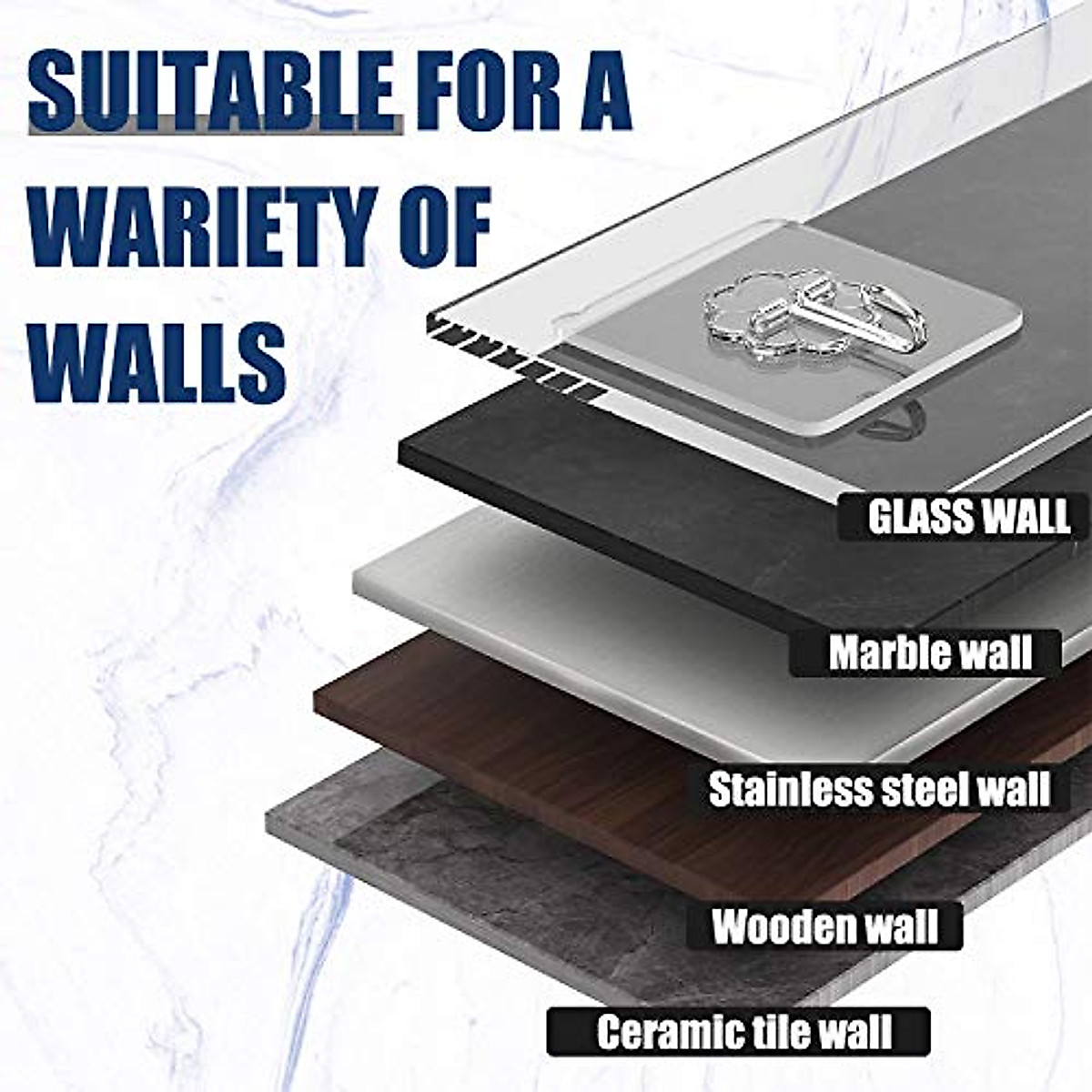 CTCK WINNING Adhesive Hooks Kitchen Wall Hooks- 20 Packs Heavy Duty 21lb(Max) Nail Free Sticky Hangers with Stainless Hooks Reusable Utility Towel Bath Ceiling Hooks Christmas Tree Hook