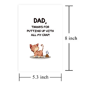 Alzombi Funny Cat Father's Day Card from Daughter Son, Cute Cat Birthday Card for Dad, Thank You Card for Daddy