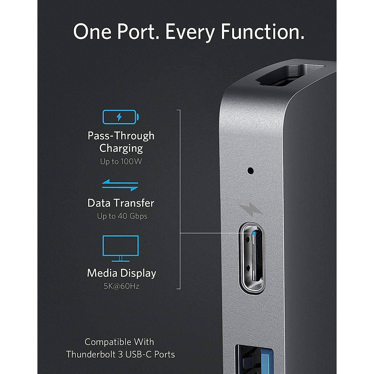 Anker USB C Hub for MacBook, PowerExpand Direct 8-in-2 USB C Adapter Compatible with Thunderbolt 3 USB C Port, 4K HDMI Port, USB C and USB A 3.0 Data Ports, SD Card, Lightning Audio Port