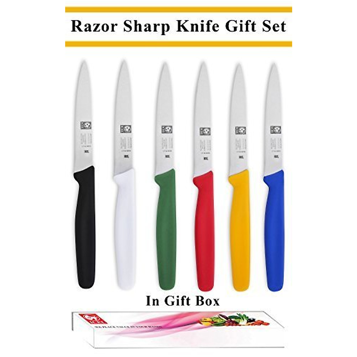 Paring Knives Set – Straight Paring Knife Set of 6 – Stainless Steel Kitchen Paring Knives – Small Kitchen Knives for Slicing, Dicing, Chopping, Meal Prep – 4-inch Blade Sharp Paring Knives