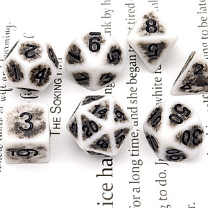 Haxtec Ancient DND Dice Set 7PCS Grey Polyhedral Dice Stone Style for Dungeons and Dragons Pathfinder RPG