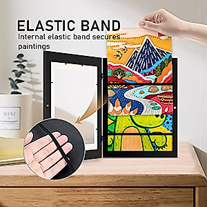 Children Art Projects 11.8'' x 8.3'' Kids Art Frames, A4 Art-Work Wooden Kid Art Frame Front Opening & Changeable Picture Display, Horizontal & Vertical Art Display for Kids Artwork, Crafts, Drawing (1 Pack/A4: 11.8 in*8.3 in, Black)