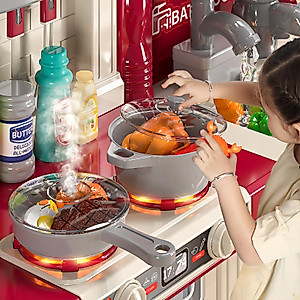 TEMI Pink Kitchen Playset for Kids Ages 4-8 - Toddler Toys for Indoor & Outdoor Play, Kitchen Set for Girls & Boys