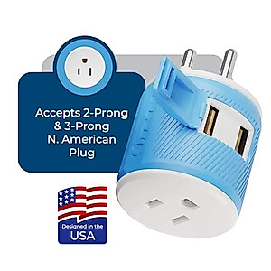 OREI Thailand Travel Plug Adapter with Dual USB - USA Input - Type O (U2U-18), Will Work with Cell Phones, Camera, Laptop, Tablets, iPad, iPhone and More