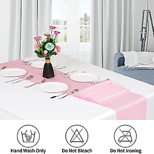 Fynite 2 Pack Satin Table Runner 12 x 108 Inches Long | Baby Pink Satin Table Runner for Party Wedding Banquet Decorations | Bright and Smooth Silk Fabric Party Table Runner - Baby Pink