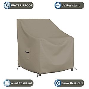 Covers & all Outdoor Chair Cover, 12 Oz Waterproof UV & Weather Resistant Patio Furniture Sofa Cover for Outdoor Outside Seating Lawn Garden, with Air Vents & Drawstrings (31"L x 35"W x 38"H, Beige)