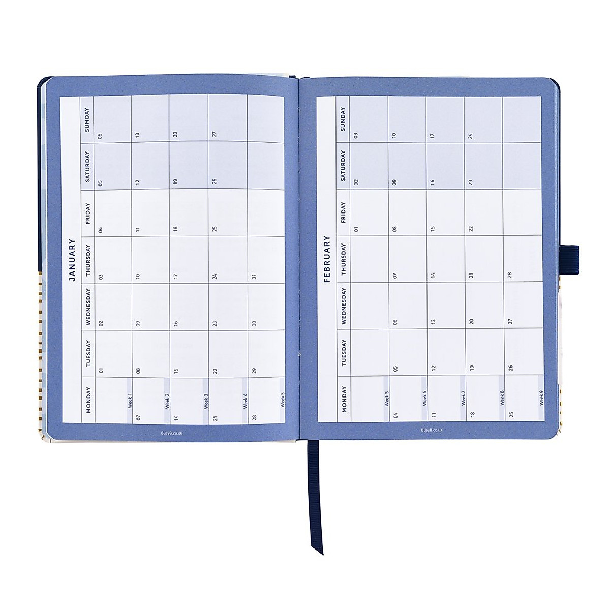 Busy B A5 2019 Stripe Design Busy Life Week to View Diary with Pockets and Dual Schedules