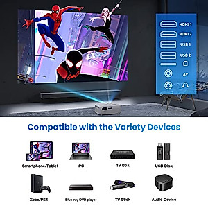 Projector with WiFi and Bluetooth, Native 1080P Projector 8500L Hd Mini Phone Projector with 100'' Projector Screen,Video Projector Home Theater for Outdoor Movie Compatible with Phone