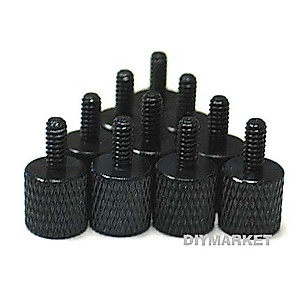 10 x Black Anodized Alumium Computer Case Thumbscrews (6-32 Thread) for Cover / Power Supply / PCI Slots / Hard Drives