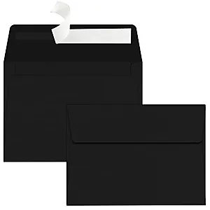 YINUOYOUJIA 50 Packs of A7 envelopes for invitation, Black 5x7 envelopes for Cards-Self Seal, Square Flap, Great for Wedding, Baby Shower, Mailing, Birthday Party