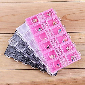 HEALLILY Nail Box 4pcs/pack 12 Grids Plastic Organizer Box Nail Art Tool Jewelry Storage Box Rhinestone Organizer Container Case for Rhinestone Beads Ring Earrings Nail Organizers and Storage