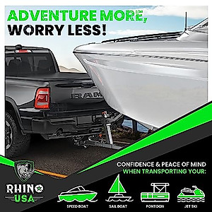 Rhino USA Boat Trailer Winch Strap (2 Inch x 20 Foot) - 5,016lb Maximum Break Strength - Ultimate Marine Whinch Pulley Straps for Pontoon, Waverunner, Fishing Boat + Many More (Black)