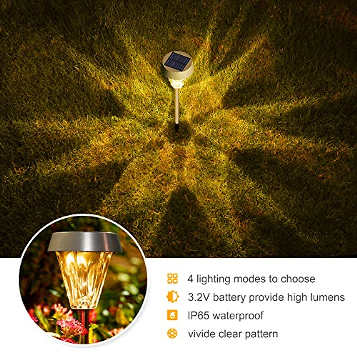 Aulanto Solar Pathway Lights Outdoot 6Pack, 7colors 40LUM Solar Pathway Lights Bright,Metal Garden Lights Solar Powered Waterproof for Pathway Yard Lawn Walkway