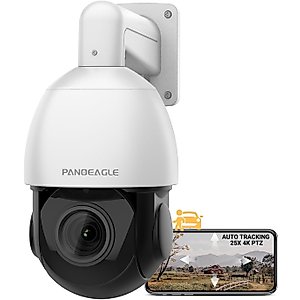 PANOEAGLE Auto Tracking 4K 8MP PTZ IP Camera with Pan Tilt 25x Optical Zoom,Human/Vehicle Detection,328ft IR Night Vision,2-Way Talk,Outdoor Dome PTZ Camera with Auto Cruise,IP66