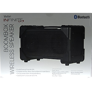 Vivitar V143BT-BLK Bluetooth Retro Boom Box Speaker, Black
