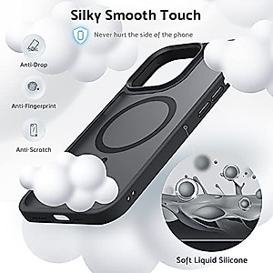 Anqrp Designed for iPhone 14 Pro Max Case, [Support Magsafe] Soft Silicone Slim Anti-Scratch Case for iPhone 14 Pro Max 6.7 inch, Black