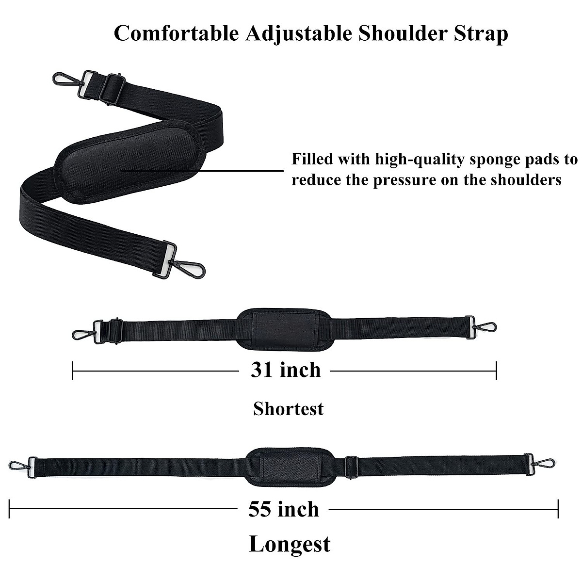 eageus Art Portfolio Case 38 x 49 inches, Waterproof Nylon Large Art Portfolio Bag Artist Canvas Carrying Bag with Soft-sided Shoulder Straps, Black Art Storage Folder for Artwork Organization