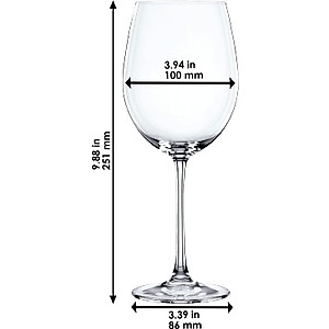 Nachtmann Vivendi Bordeaux Glasses, Set of 4, 25-Ounce, Crystal Clear Glass, White or Red Wine Glass Set with Long Stem, Ideal for Tasting Cabernet, Burgundy, Pinot Noir, Bordeaux, Dishwasher Safe