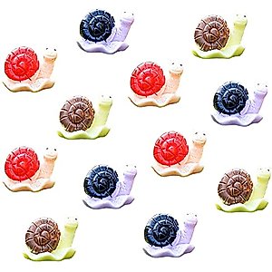 12 Pcs Mini Snail Figurines, Fairy Garden Snail Miniature Figurines Moss Landscape DIY Terrarium Crafts Ornament Plant Pots Bonsai Craft Decor
